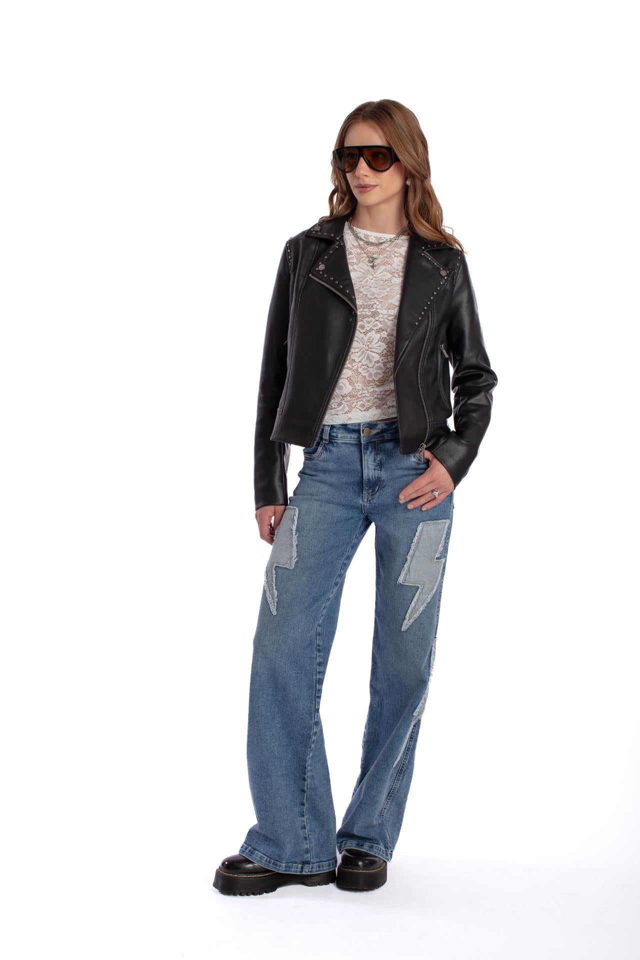 Chaqueta Elia Biker PU Tachas Negro Efesis – Efesis Chile